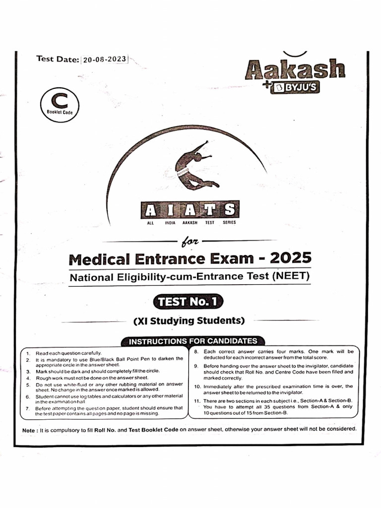 Aiats 01 QP (Only For Practice) | PDF