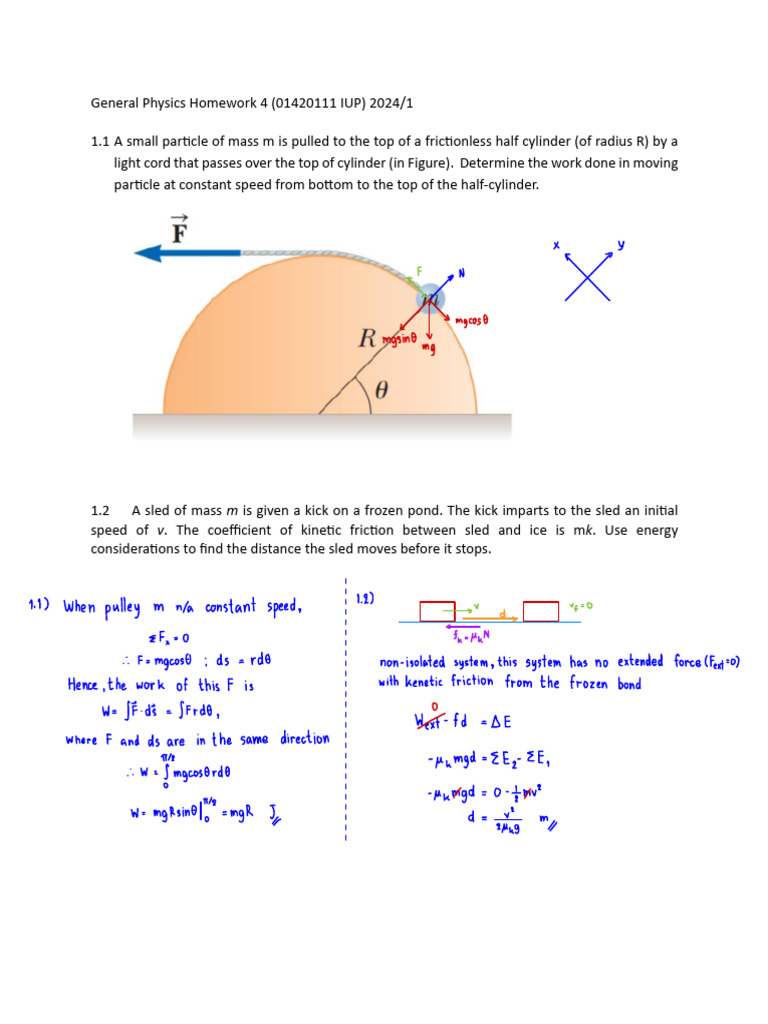 General Physics Homework 4 | PDF | Force | Quantity