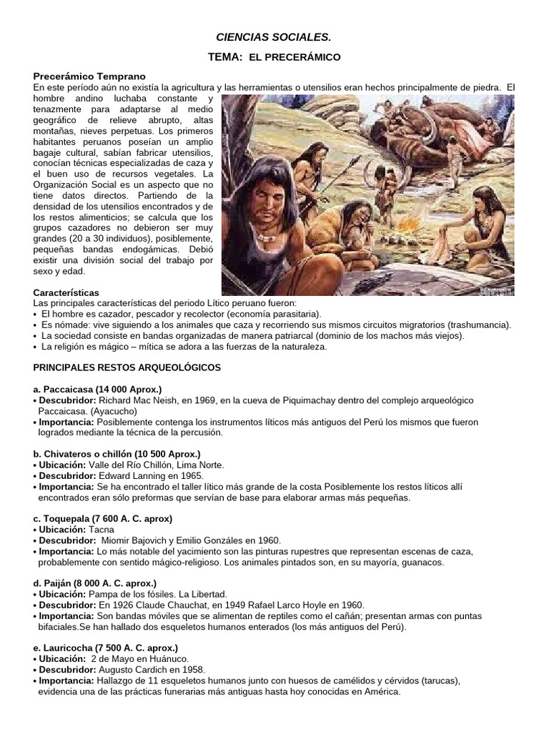 Características del Precerámico en Perú | PDF | Ciencias sociales