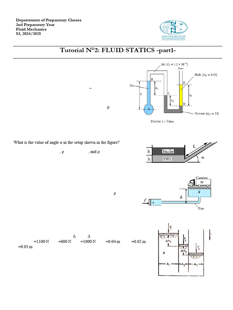 FM_Tut N-2_Fluid statics | PDF