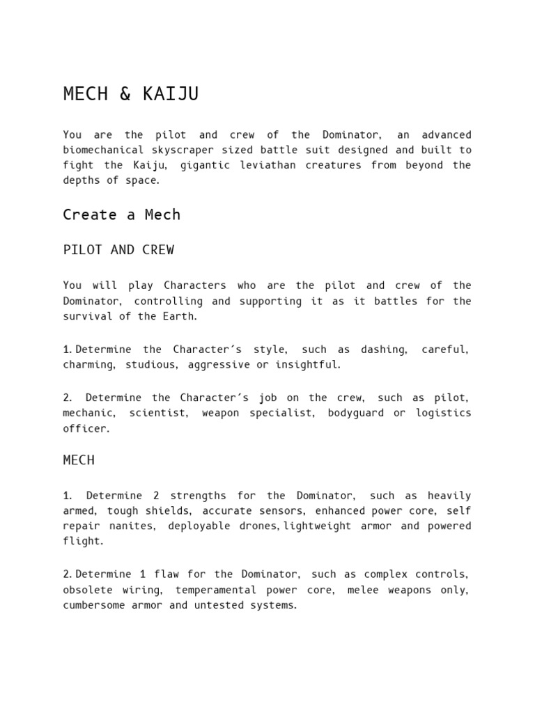 Mech I Kaiju | PDF | Games & Activities | History