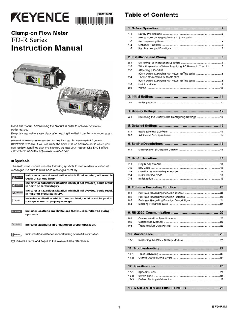 Keyence FD R Series Clamp On Sensor | PDF | Power Supply | Electrical ...