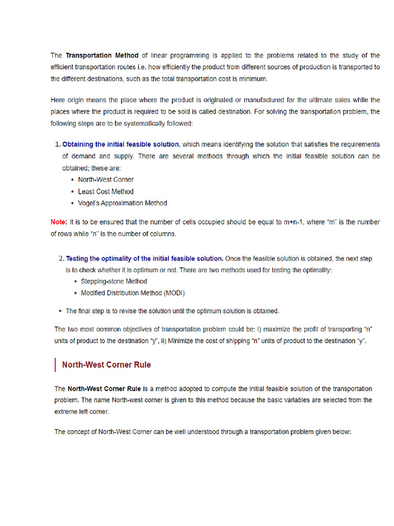 OT - Transportation Problem | PDF