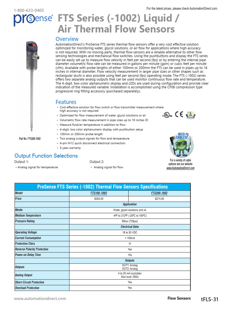 Fts 1002 Thermal Flow | PDF | Flow Measurement | Pipe (Fluid Conveyance)