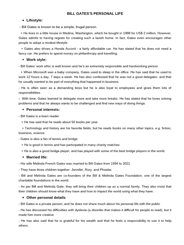 Bill Gates Personal Life | PDF | Law
