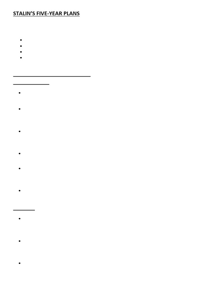 Stalin 5 Plans Notes Gr11 | PDF | Joseph Stalin | Soviet Union