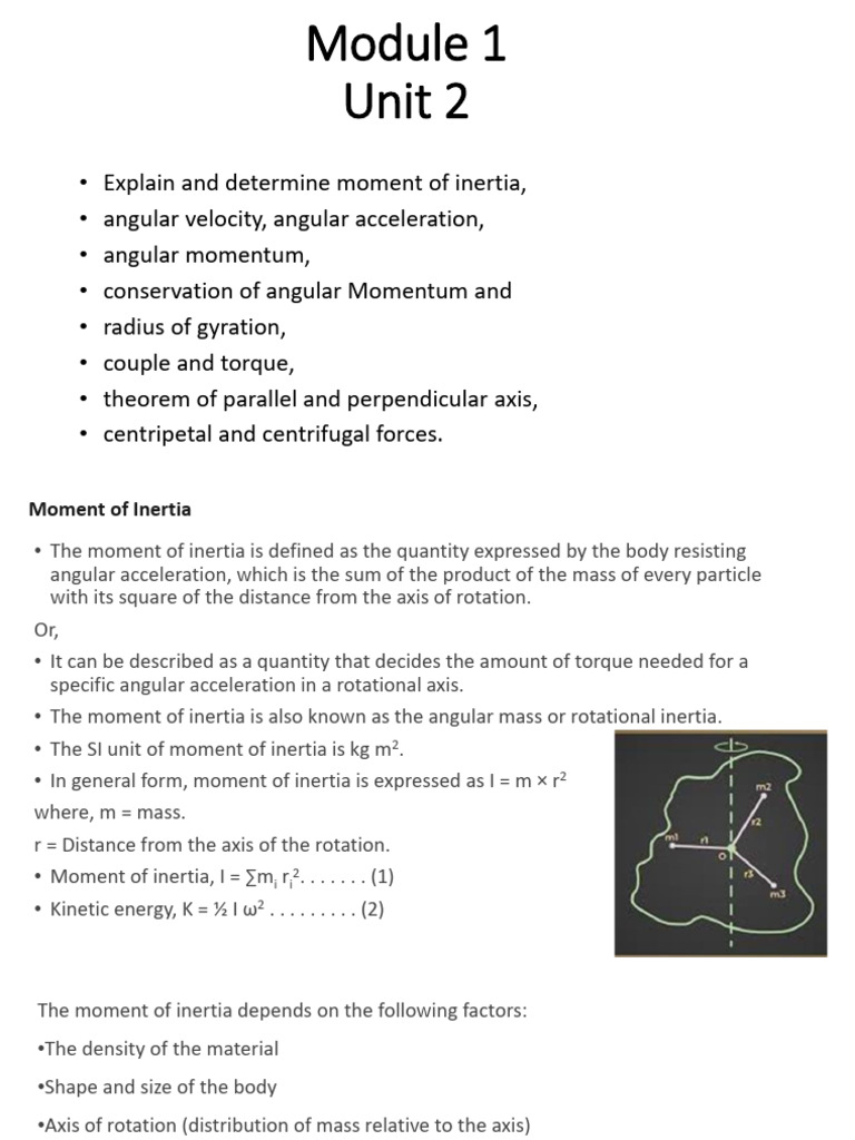 unit2-module1 | PDF | Rotation Around A Fixed Axis | Torque