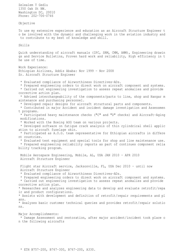 Structure Liaison Engineer, Retrofit & Repair Engineer, Aircraft | PDF ...