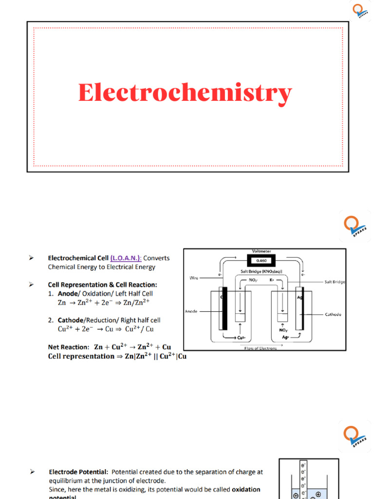 ch-2 Electrochemistry Notes | PDF