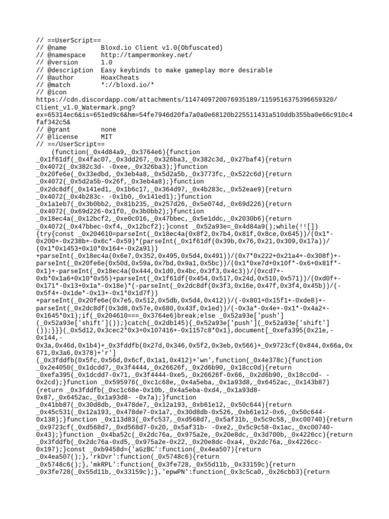 Bloxd.io Client Script for Keybinds | PDF