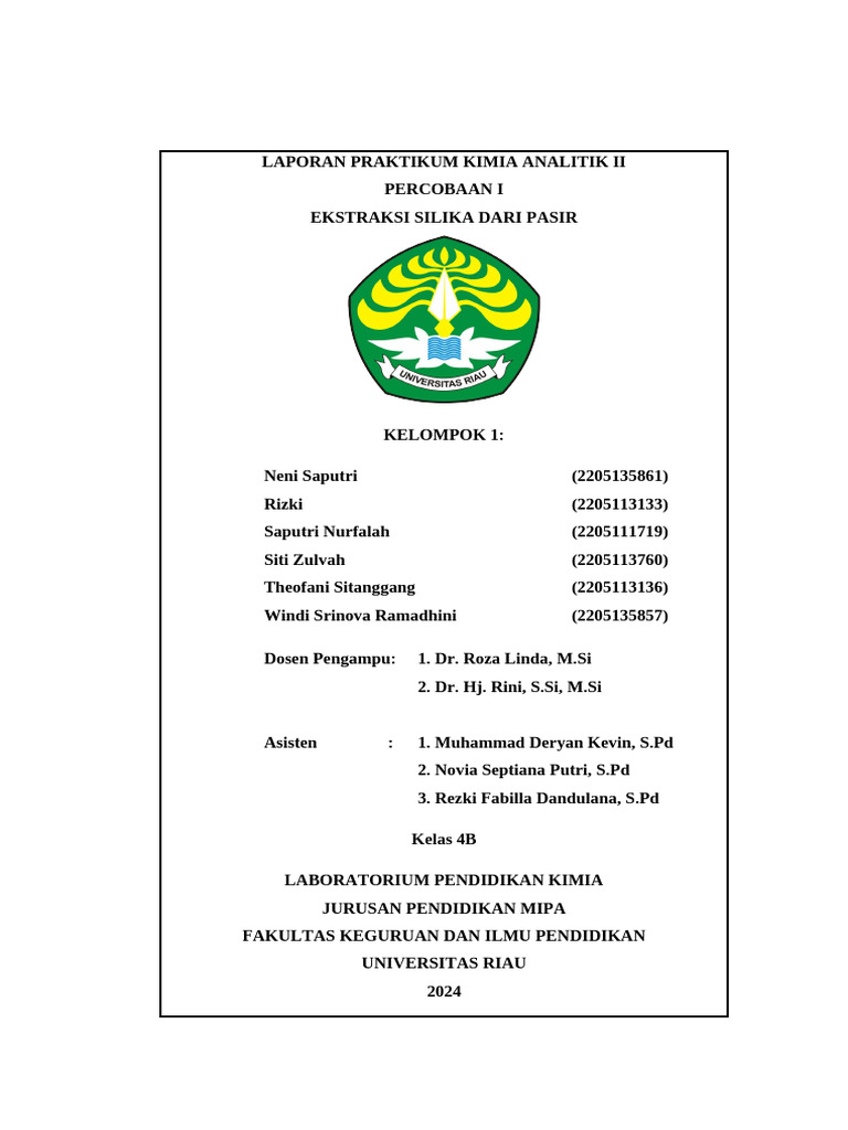Laporan Praktikum Kimia Analitik Ii Kel.1percobaan 1 | PDF
