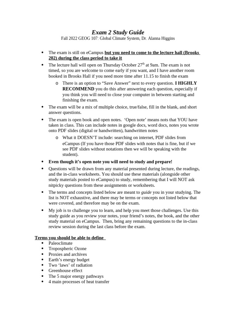 GEOG 107 Exam 2 Study Guide | PDF | Greenhouse Effect | Greenhouse Gas