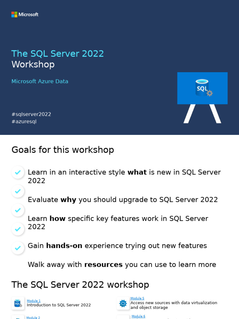 The SQL Server 2022 Workshop | PDF | Microsoft Sql Server | Microsoft Azure