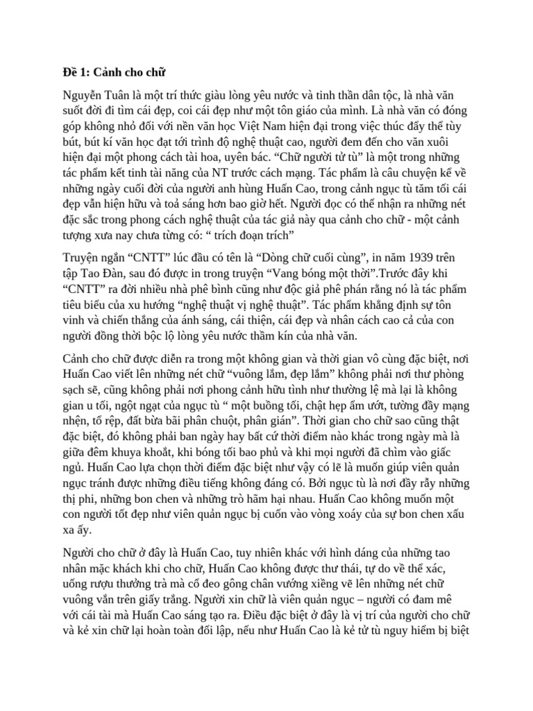 Đề Văn CK1 | PDF