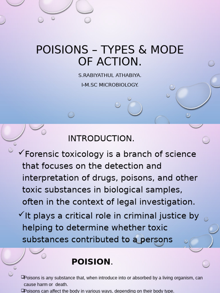 Poisions – types & mode of action-1 | PDF | Poison | Toxin