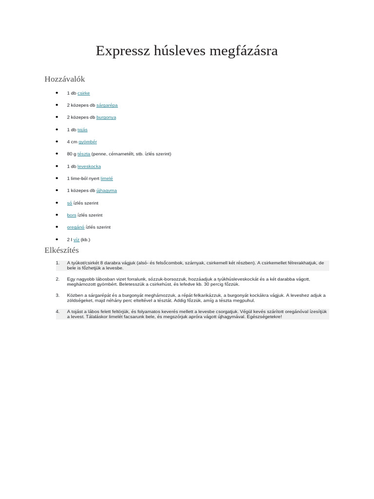 Expressz Húsleves Megfázásra | PDF