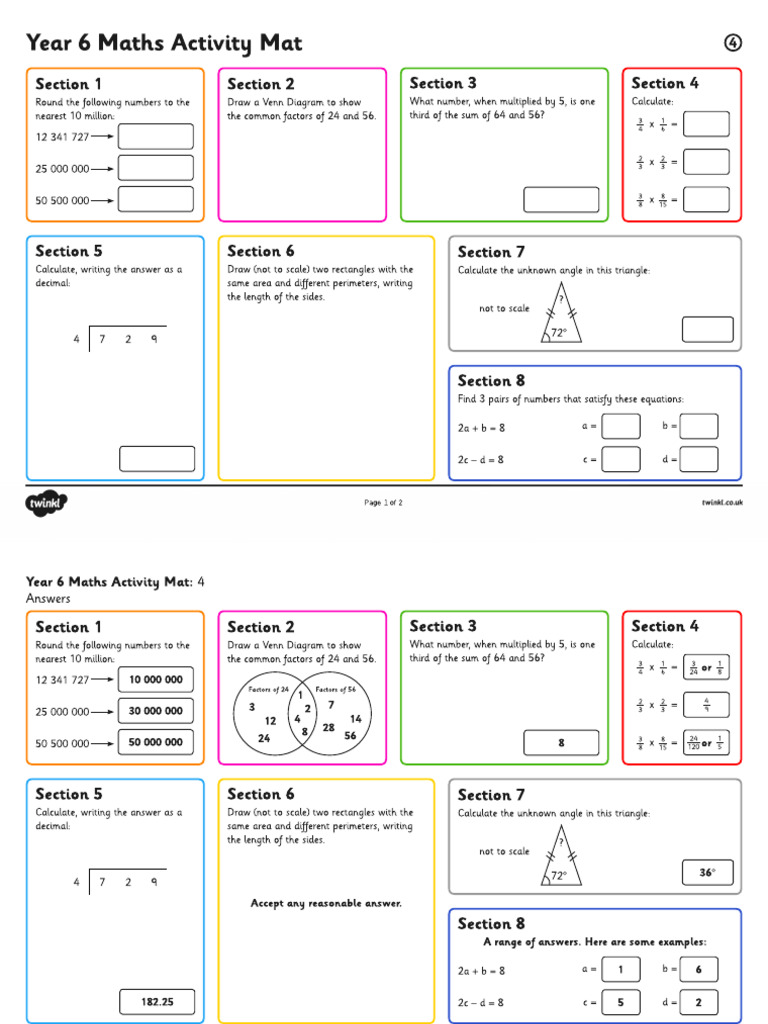 Y6 Maths Mat 4 Medium Ability | PDF