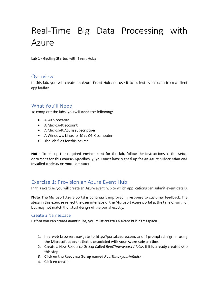 Lab 1 - Getting Started With Event Hubs | PDF | Command Line Interface ...