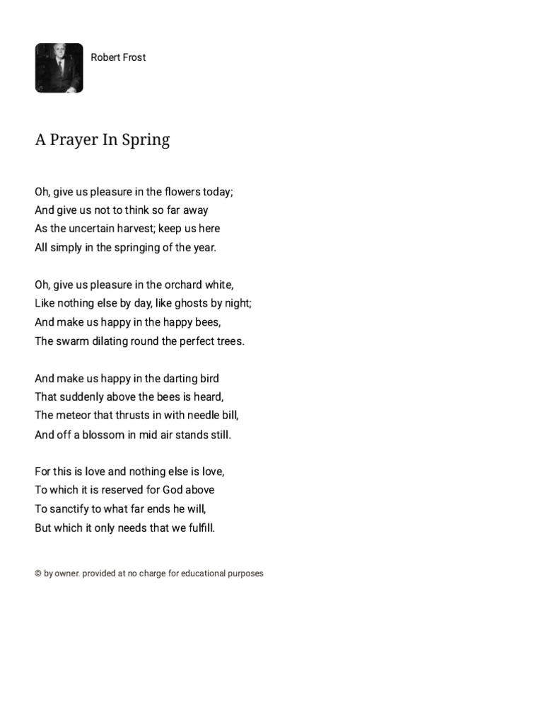 A Prayer in Spring by Robert Frost - Famous Poems, Famous Poets. - All ...