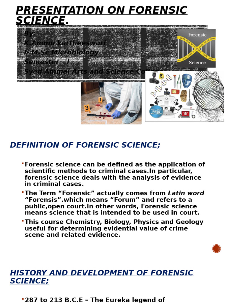 Presentation On Forensic Science | PDF | Forensic Science | Science
