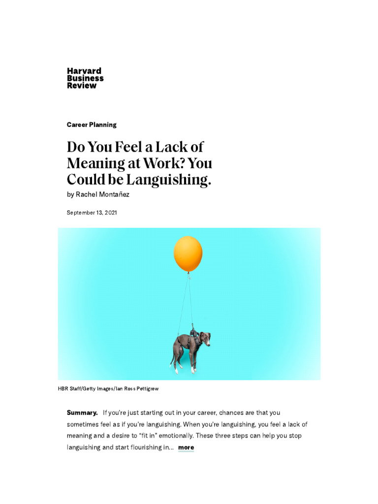 Do You Feel A Lack of Meaning at Work - You Could Be Languishing | PDF ...