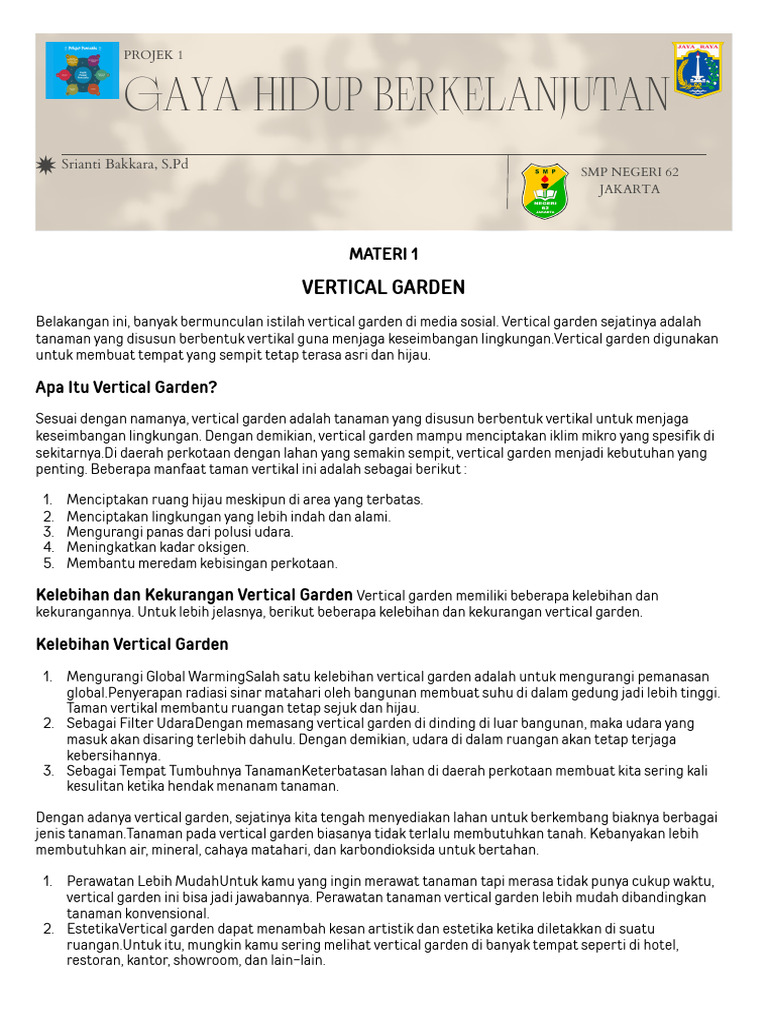 MATERI 1 Pengertian Vertical Garden | PDF | Griya & Taman