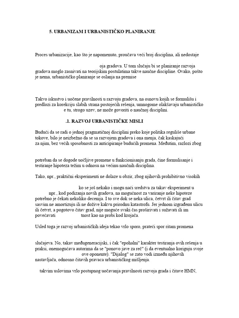 Urbanizam I Urbanističko Planiranje | PDF