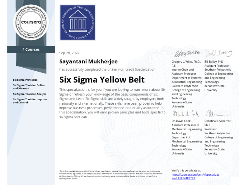 Coursera LA6LFY4FBTE3 | PDF | Six Sigma | Engineering