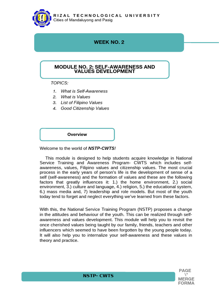 NSTP Module 2 Final 1 | PDF | Self Awareness | Courage
