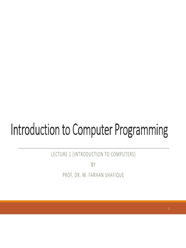 Lec1 - Introduction To Computers | PDF | Operating System | Assembly Language