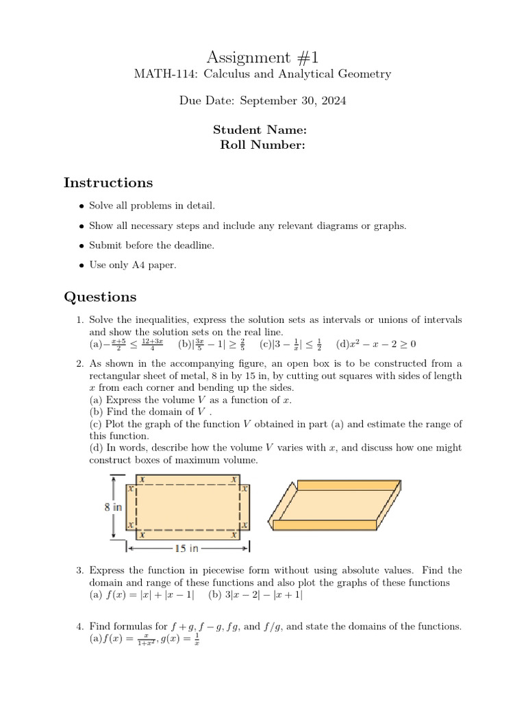 cal assignment | PDF | Function (Mathematics) | Mathematics