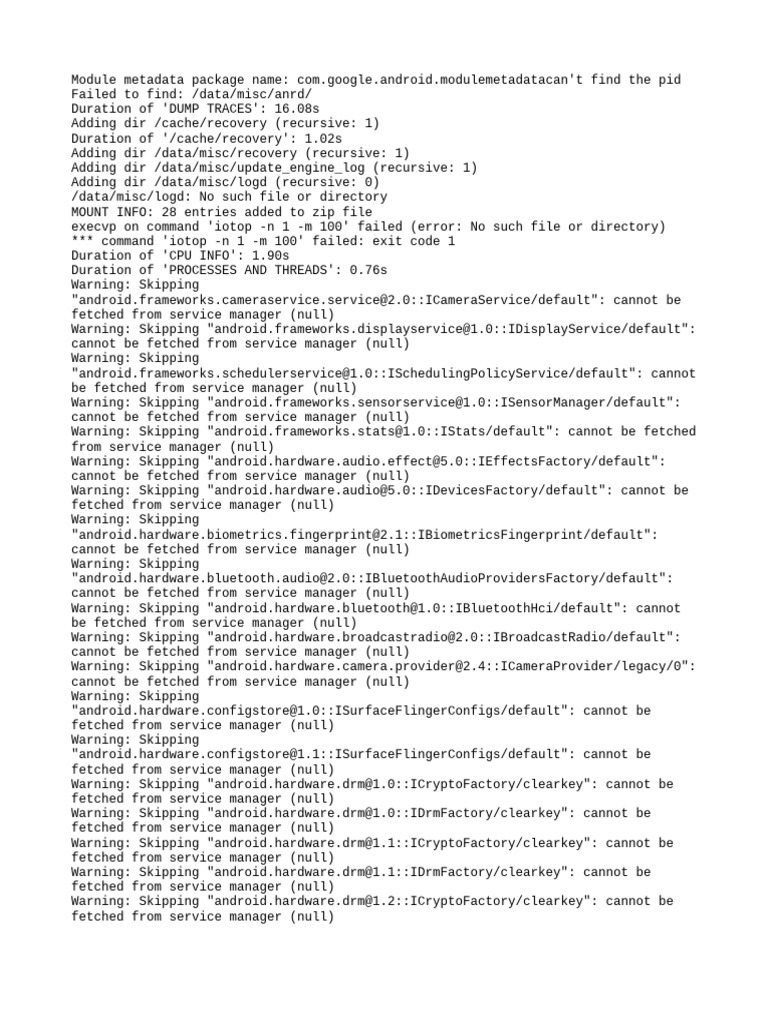 Bugreport Maltalsc - LNV QOJ30.506 21 2024 03 06 15 21 32 Dumpstate - Log 25736 | PDF | Computer ...