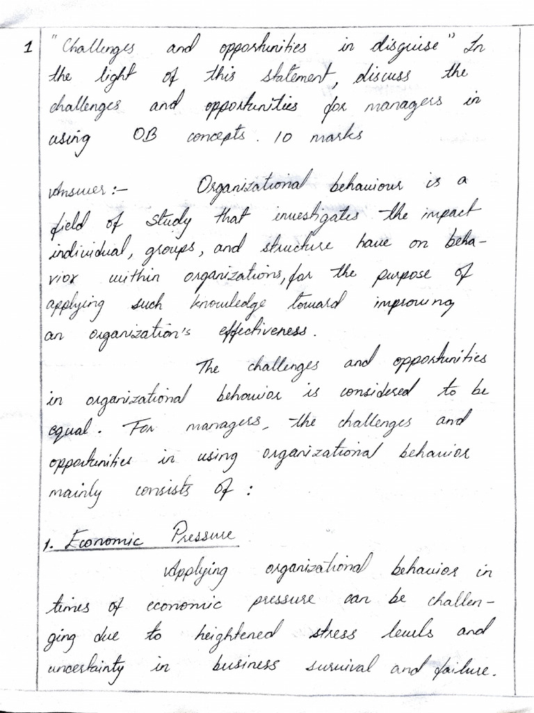 Organization Behavior Note | PDF | Wellness