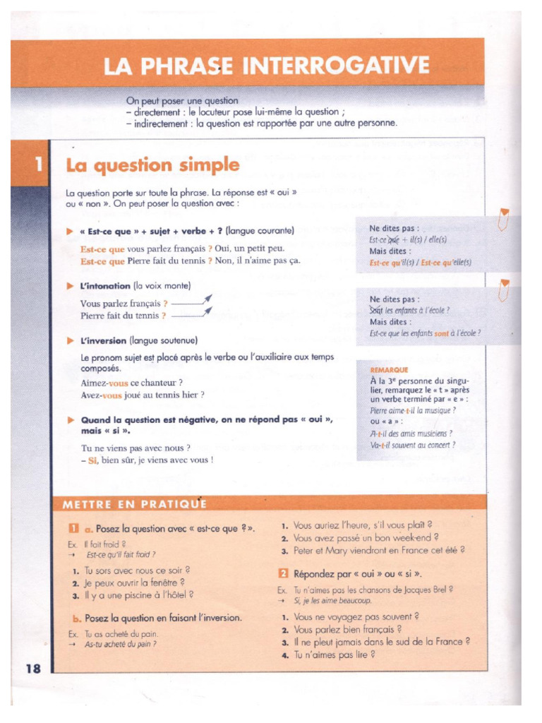 La Phrase Interrogative | PDF