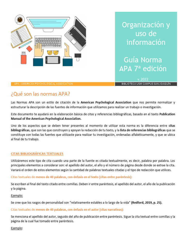 Guía Norma APA 7a Ed. | PDF | Estilo apa | Citación
