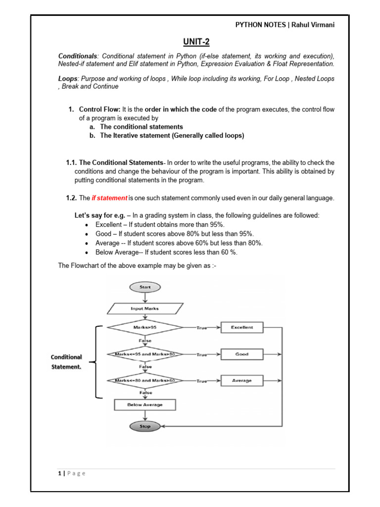 Unit - 2 Complete-Conditional Statements and Loops | PDF | Control Flow | Software Engineering