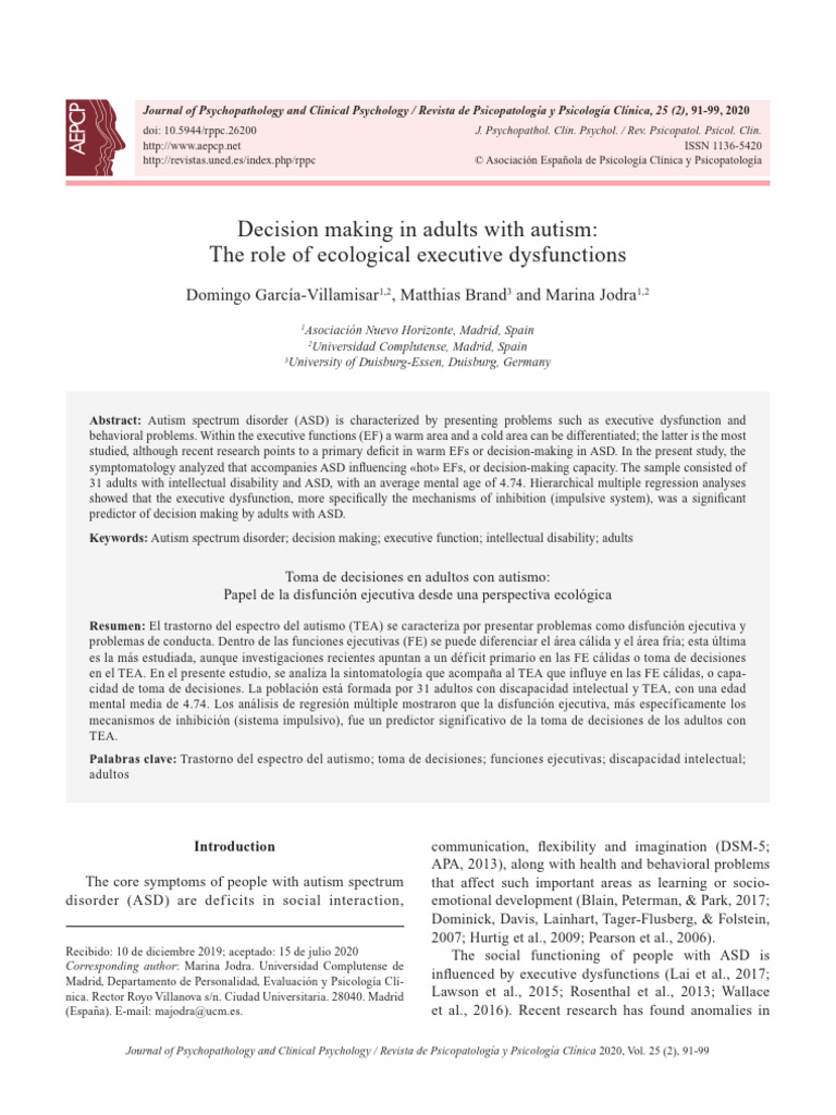 Asd 2020 3 | PDF | Autism Spectrum | Decision Making