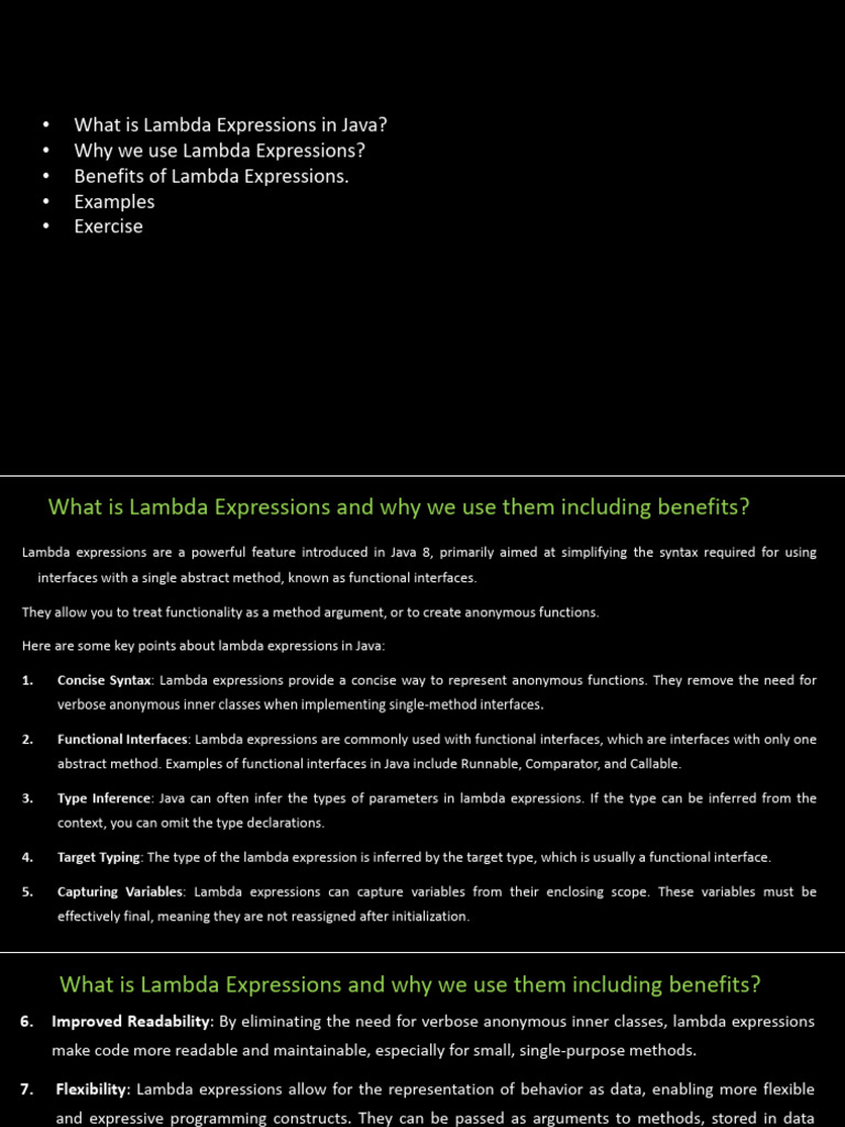 Java Lambda Expressions Guide | PDF | Anonymous Function | Parameter ...