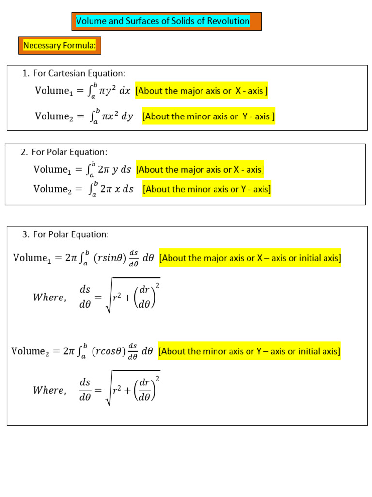 (Lec-8) Cse 205 Volume and Rectification Problem Solve by Integration | PDF | Coordinate System ...