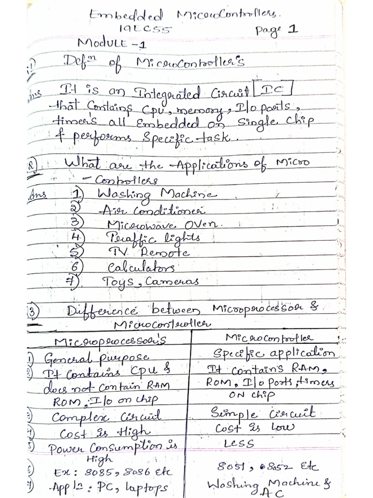 EMC 8051 Module 1&2 Notes | PDF