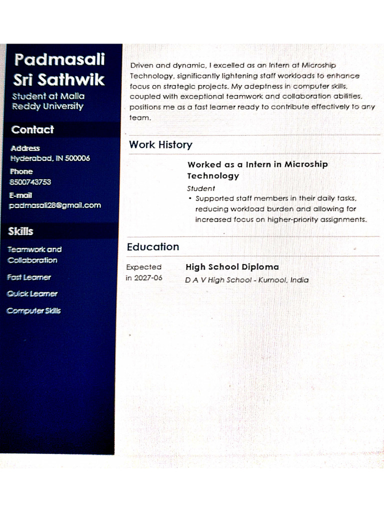 Sathwik CV | PDF