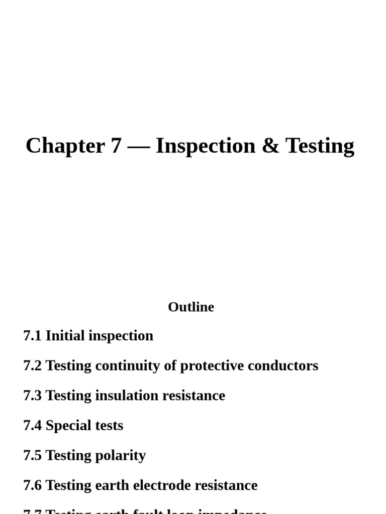 Chapter 7 — Inspection & Testing | PDF | Electrical Resistance And ...