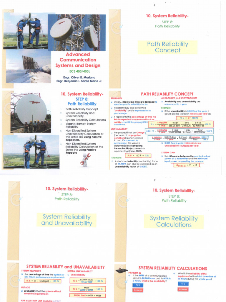 10. System Reliability - STEP 8 - Path Reliability - HANDOUT | PDF | Electronics | Electrical ...