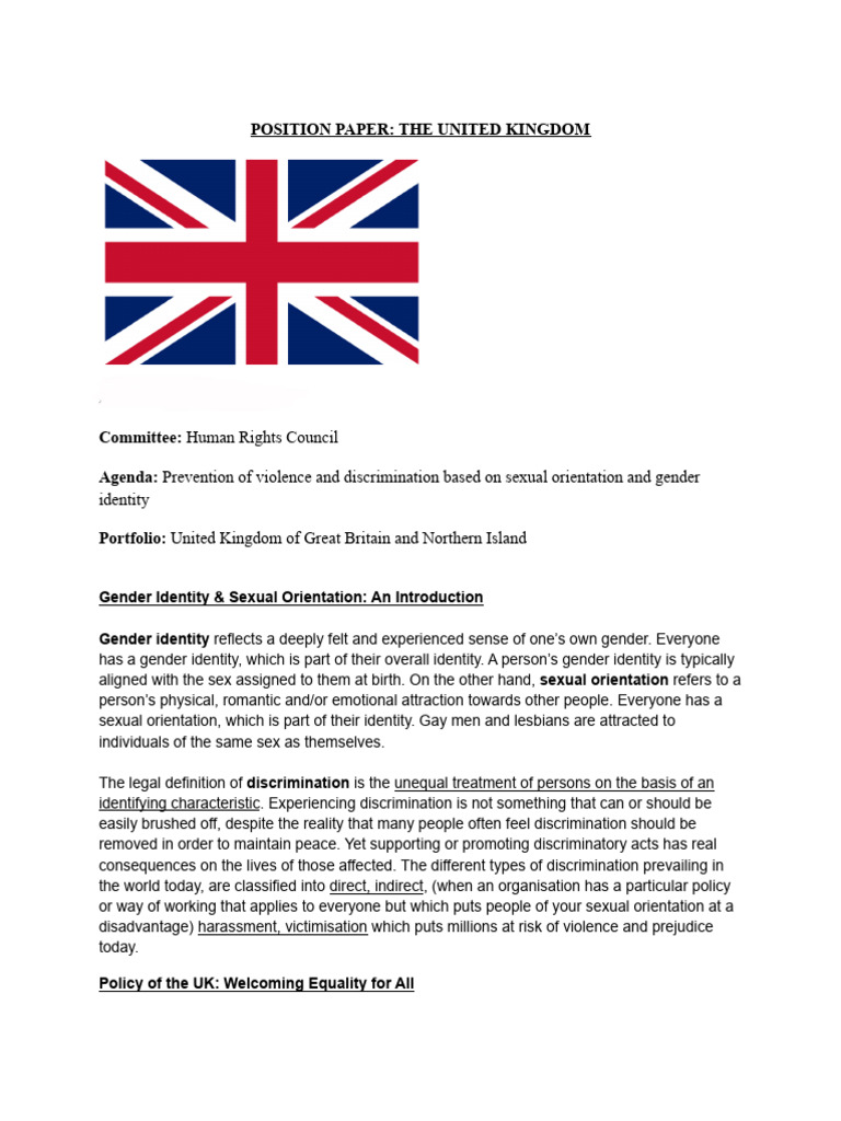 Position Paper | PDF | Discrimination | Gender Studies