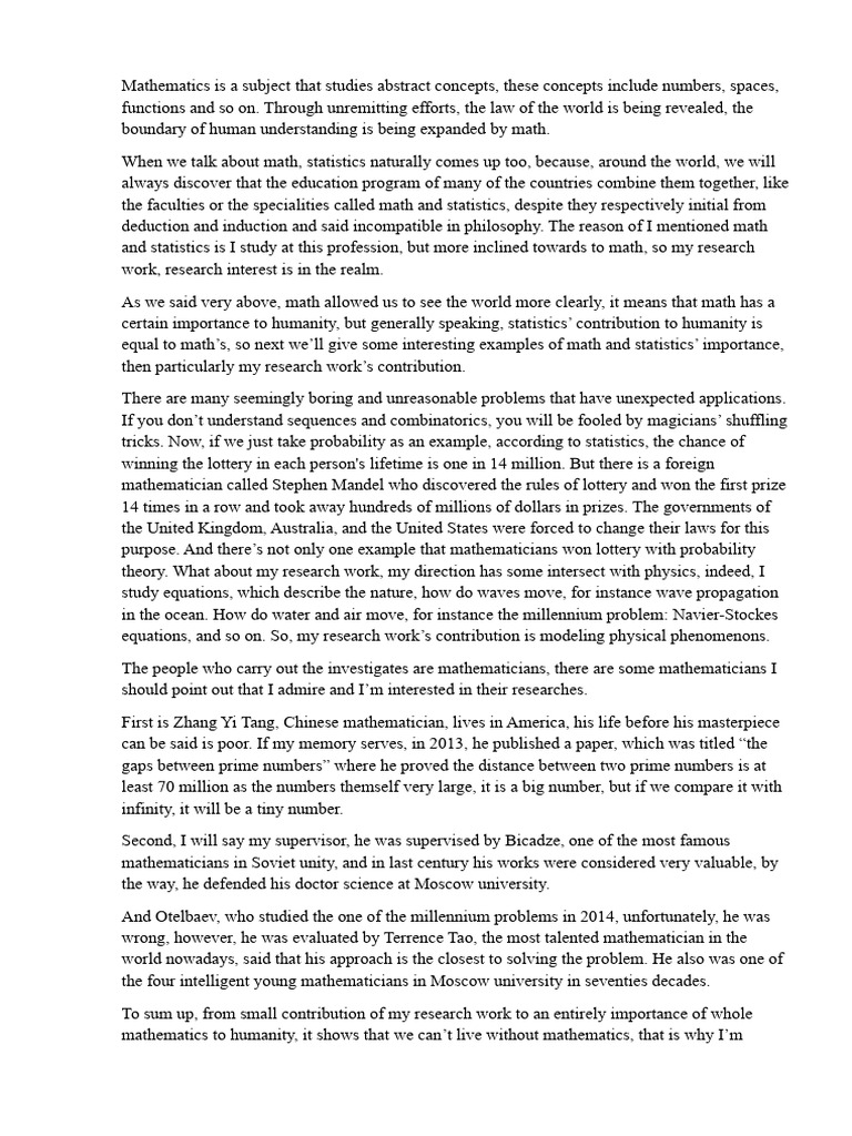 Mathematics Is A Subject That Studies Abstract Concepts | PDF ...