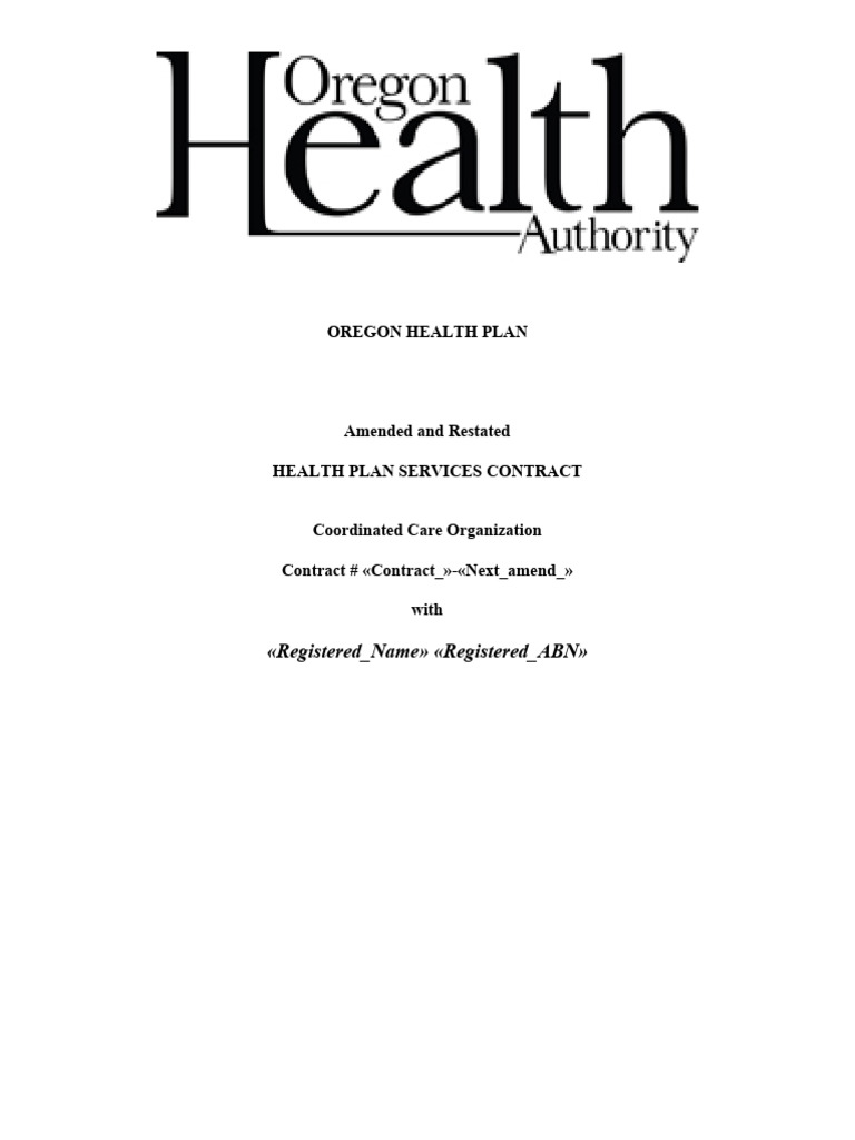 Oregon Health Plan CCO Contract | PDF | Mental Health | Psychiatry