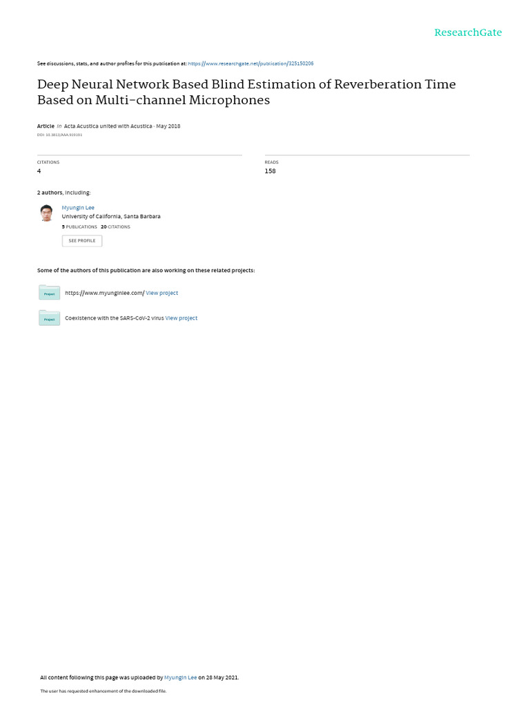 Deep Neural Network Based Bline Estimationof Reverberation Time-Baesd On Multi-Channel ...