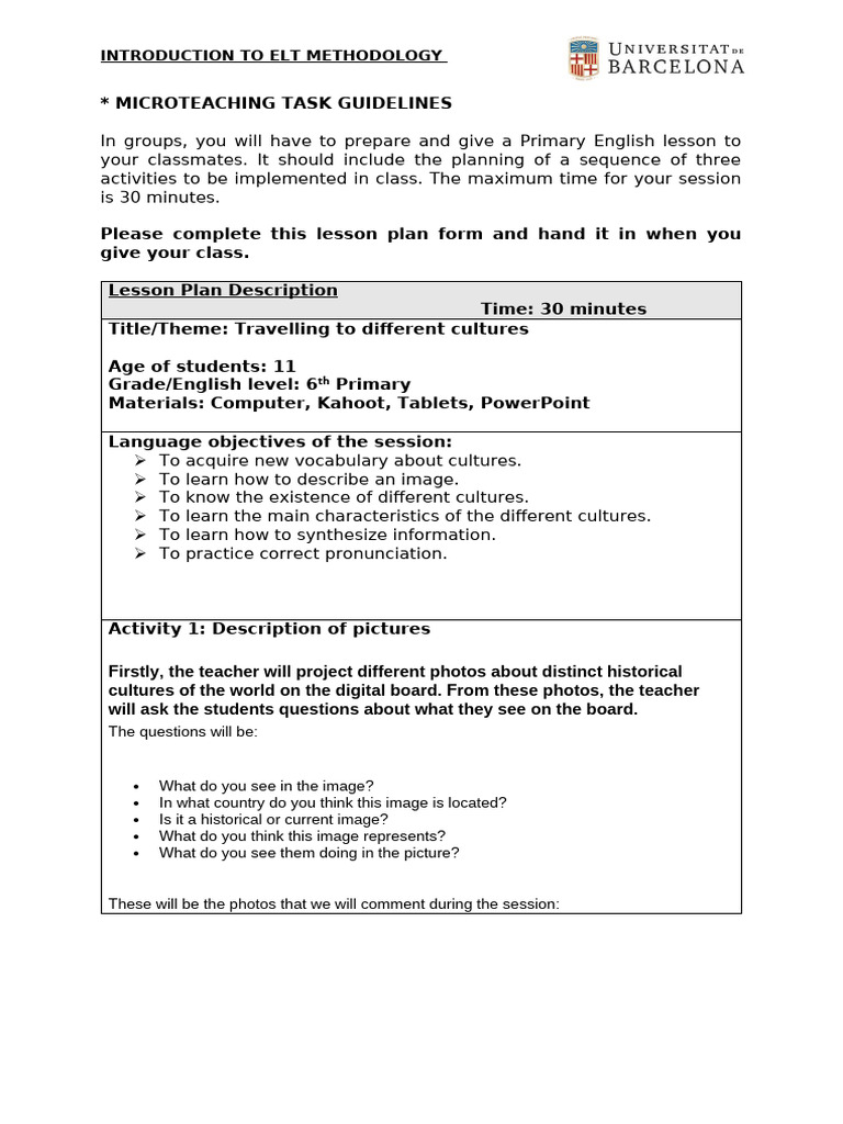 Microteaching Task Guidelines | PDF | Ancient Egypt | Lesson Plan