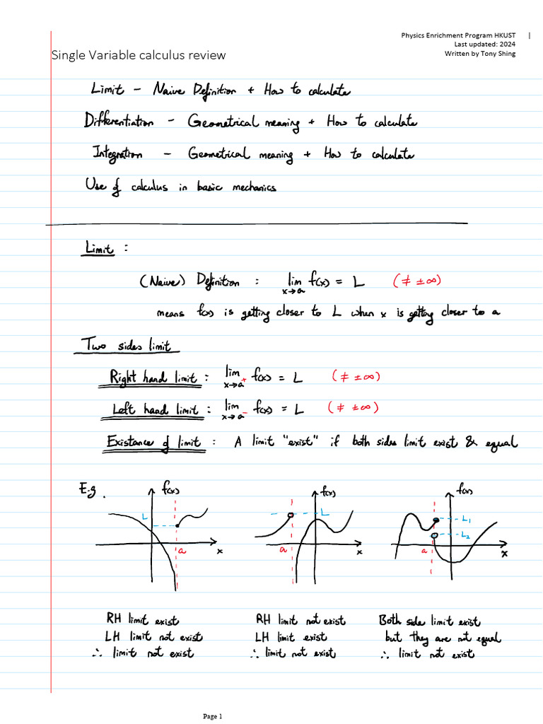 T01 Single Var Calculus | PDF