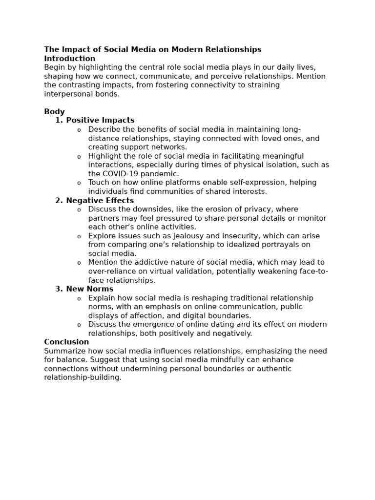 Social Media's Impact on Relationships | PDF
